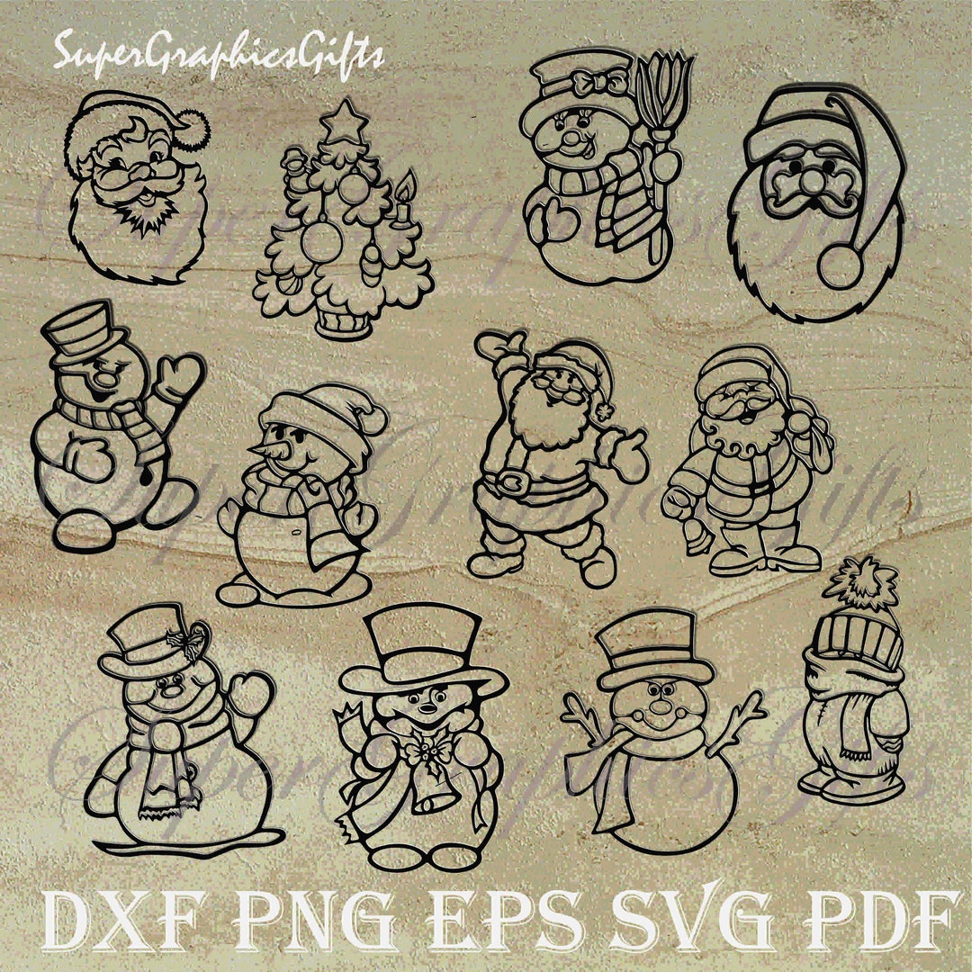 Santa Svg,christmas Svg Bundle,christmas Clipart,laser Cut Dxf,svg ...