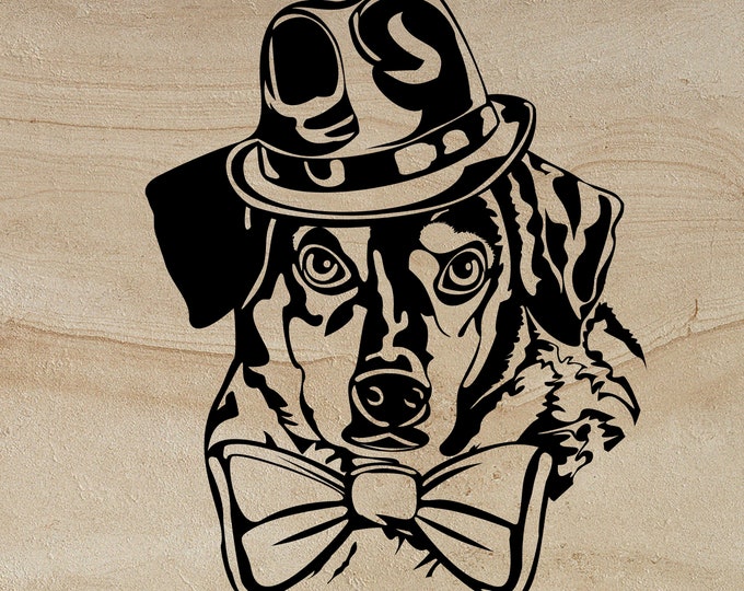 Dog Dxf, Dog in Dxf Hat, Head of the Dog Svg, Cut Out the Dxf File, Dog ...