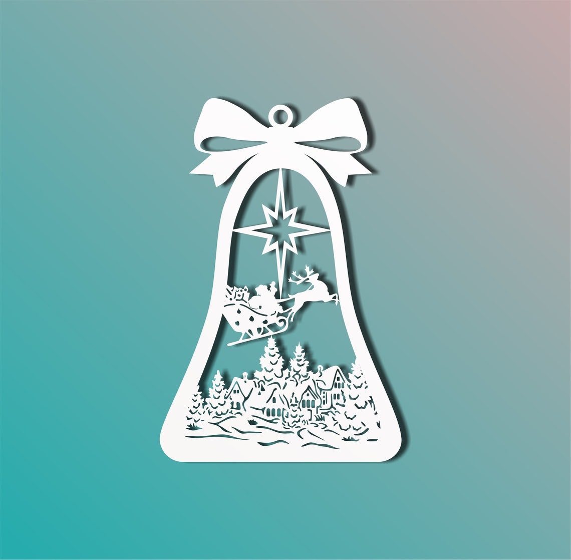 Santa Claus dxf Christmas Scene SVG Cut File Silhouettes | Etsy