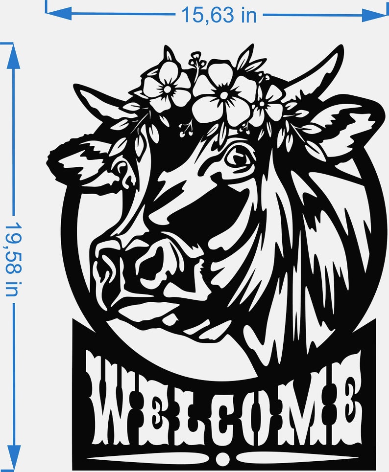 Cow Svgwelcome Sign DXF Cncdxf File for Lasersvg File for - Etsy