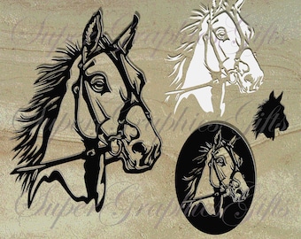 Fichier DXF tête de cheval pour votre laser CNC, découpe plasma ou ...