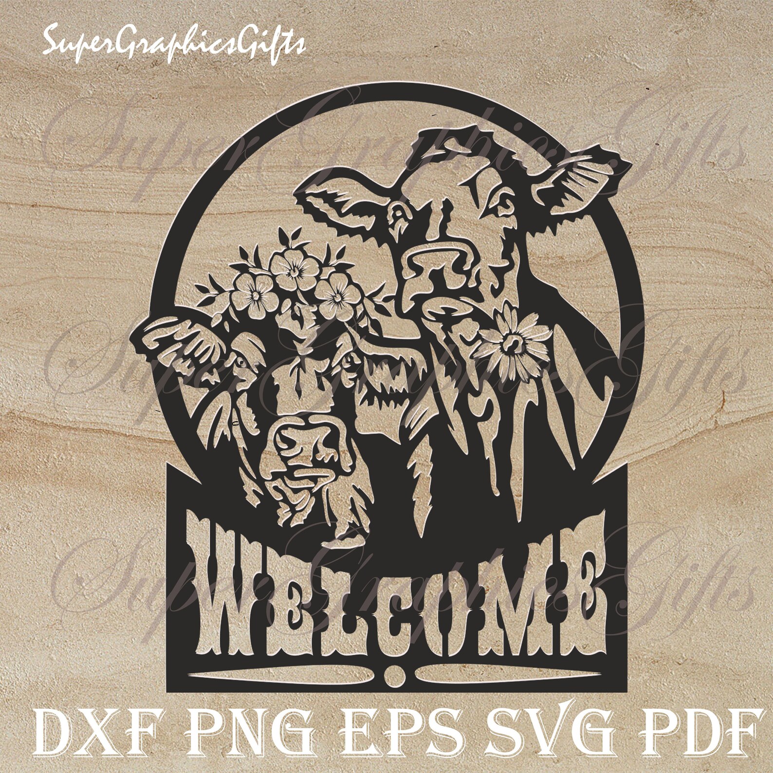 Cow Svg,welcome Sign DXF Cnc,dxf File for Laser,svg File for Cricut ...