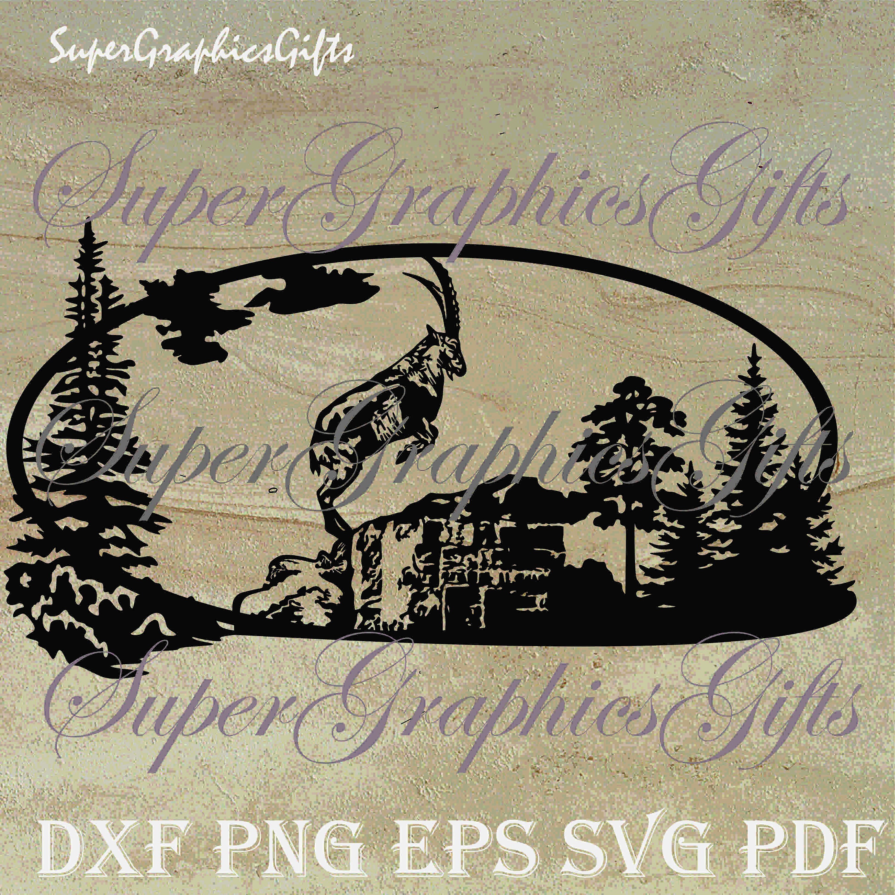 Scene Mountain Goat Svg /dxf Wall Panels Metal Art Iron on | Etsy