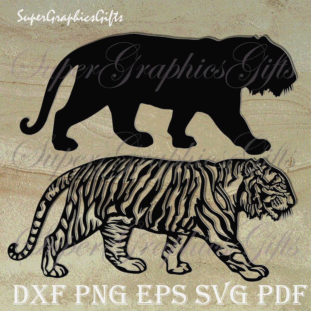 Tiger Svg,dxf Files for Laser,tiger Dxf, Tiger Png,tiger Silhouette ...