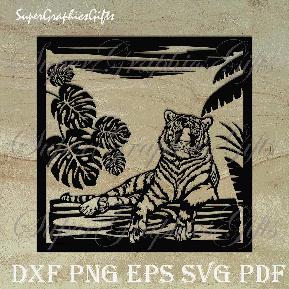 Tiger Svgdxf Files for Lasertiger Dxf Tiger Pngtiger - Etsy
