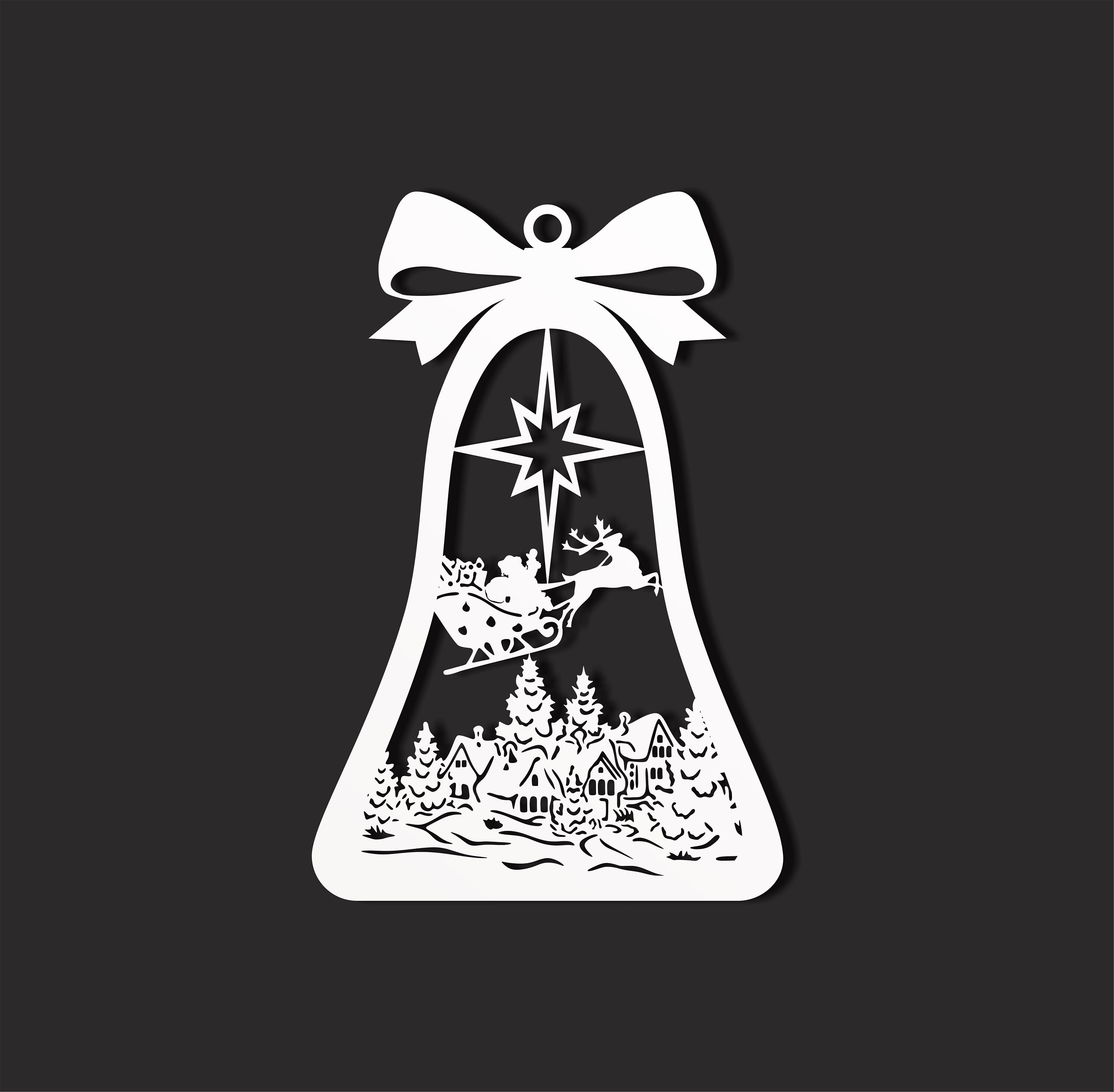 Santa Claus dxf Christmas Scene SVG Cut File Silhouettes | Etsy