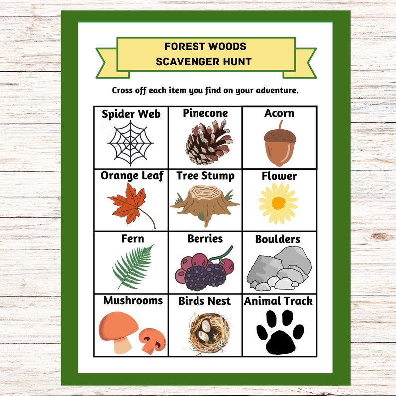 Kids Scavenger Hunt Printable Bundle Hiking Nature Trail Activity for ...