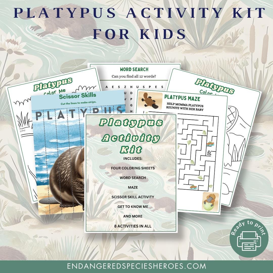 Platypus Printable Activity Kit for Kids | 8 Activities for Children ...
