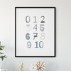 Numbers Poster Educational Print Download Cool Tones Blue Printable ...