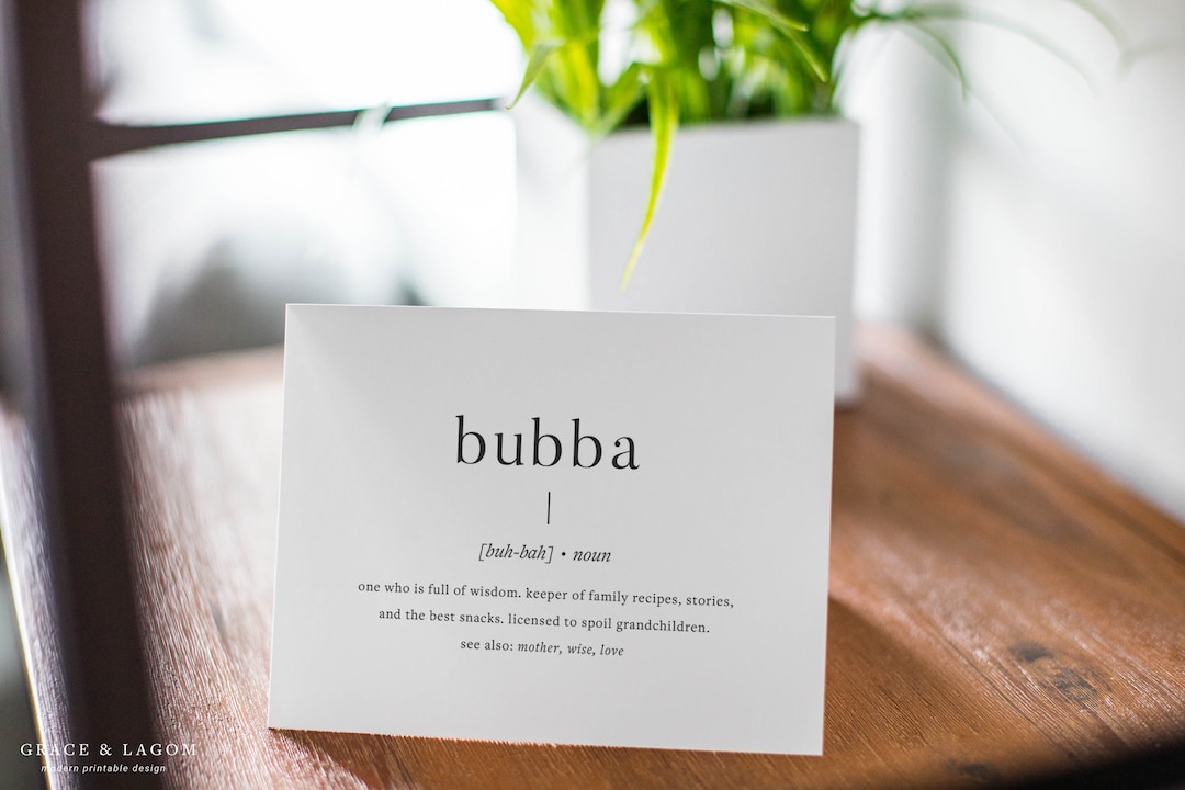 Bubba Definition | Mothers Day Printable Card | Birthday Card | Print ...
