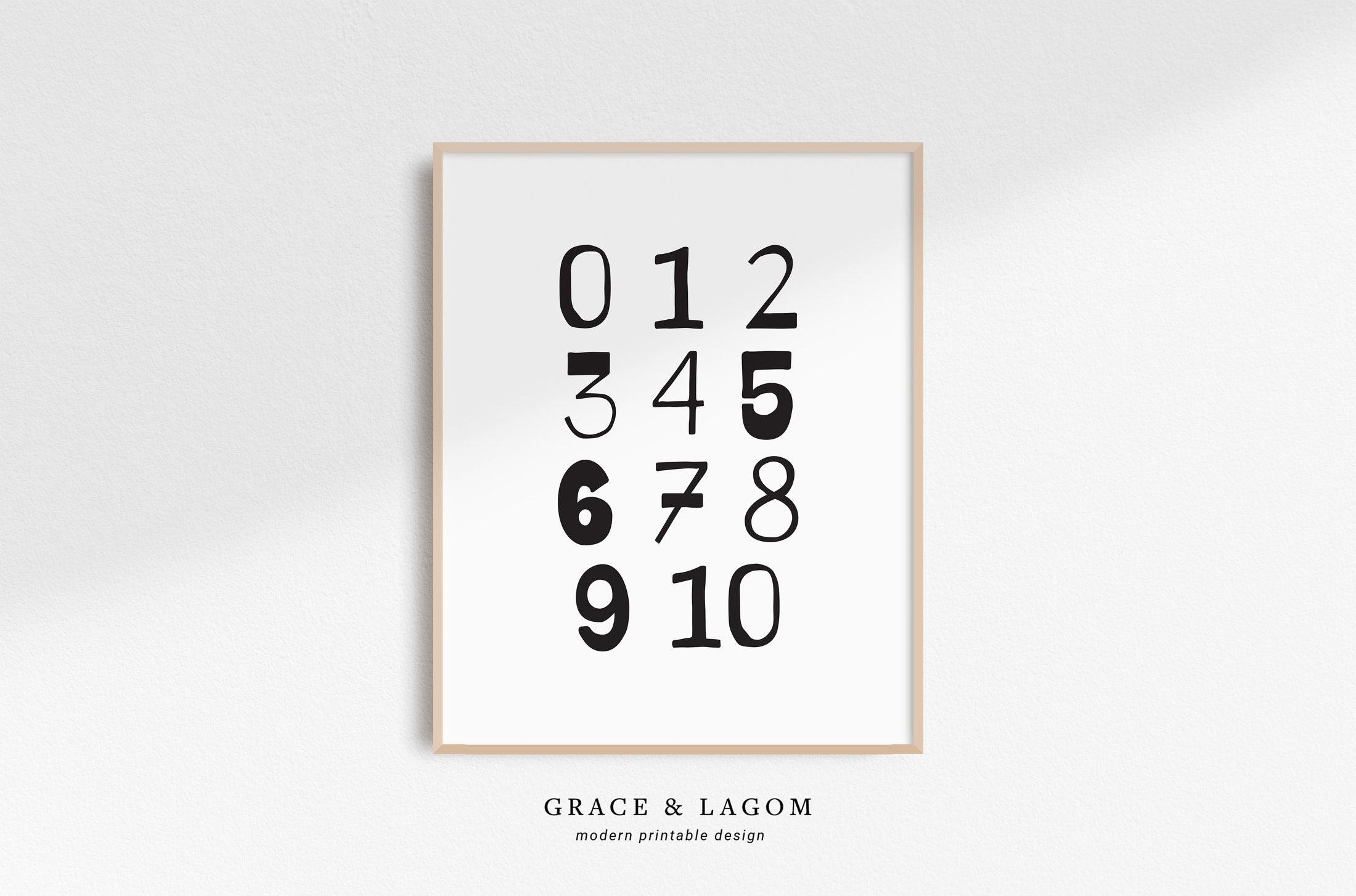 Numbers Poster Educational Print Download Black | Printable Wall Art - Etsy