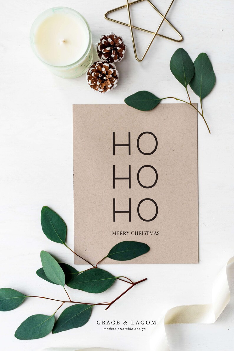 Hohoho Merry Christmas | Printable Holiday Card | Printable Christmas ...
