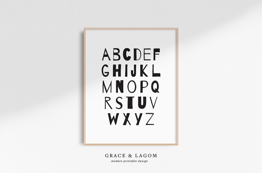 Alphabet Poster Educational Print Download Black | Printable Wall Art ...