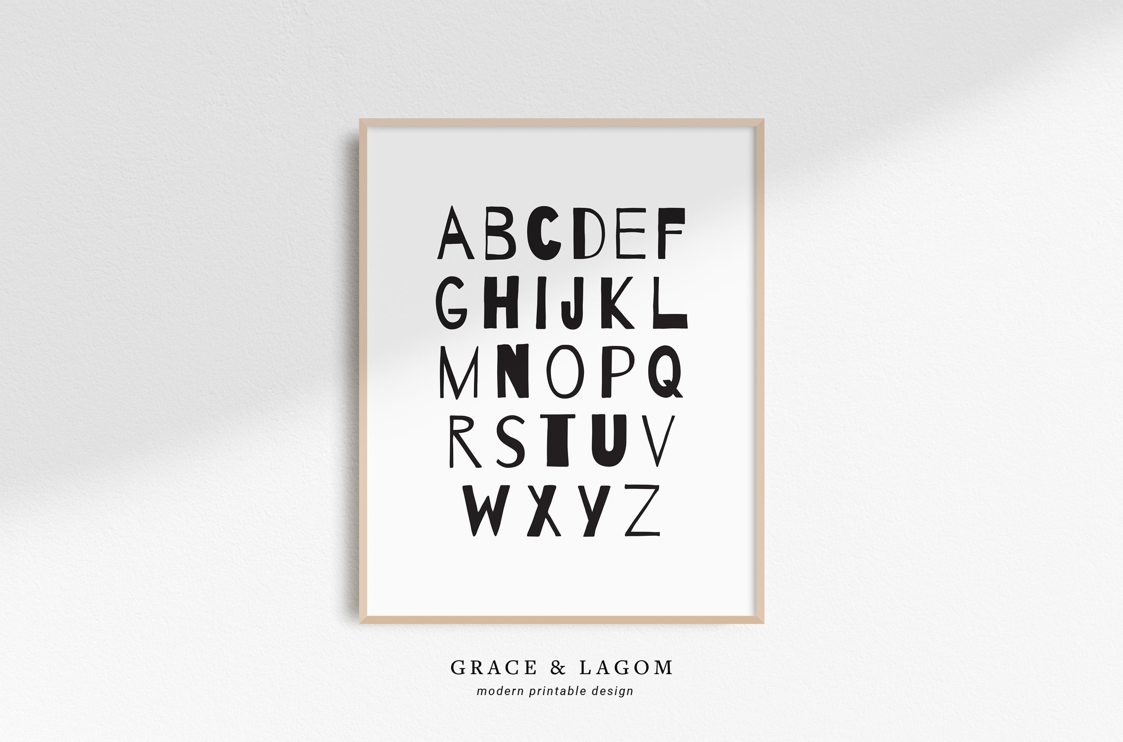 Alphabet Poster Educational Print Download Black Printable - Etsy