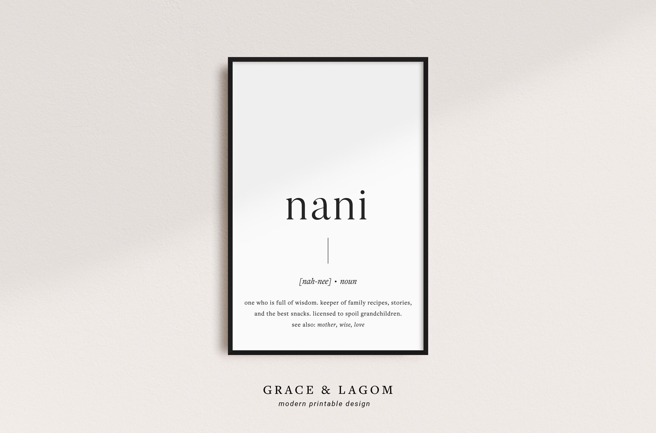 Nani Definition Print Printable Wall Art - Etsy