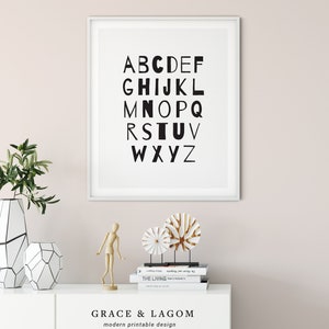 Alphabet Poster Educational Print Download Black | Printable Wall Art ...
