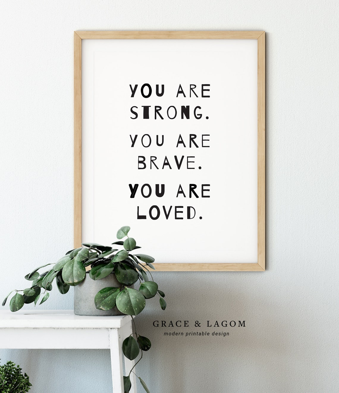 Gender Neutral Art Nursery Typography | Strong Brave Loved | Printable ...