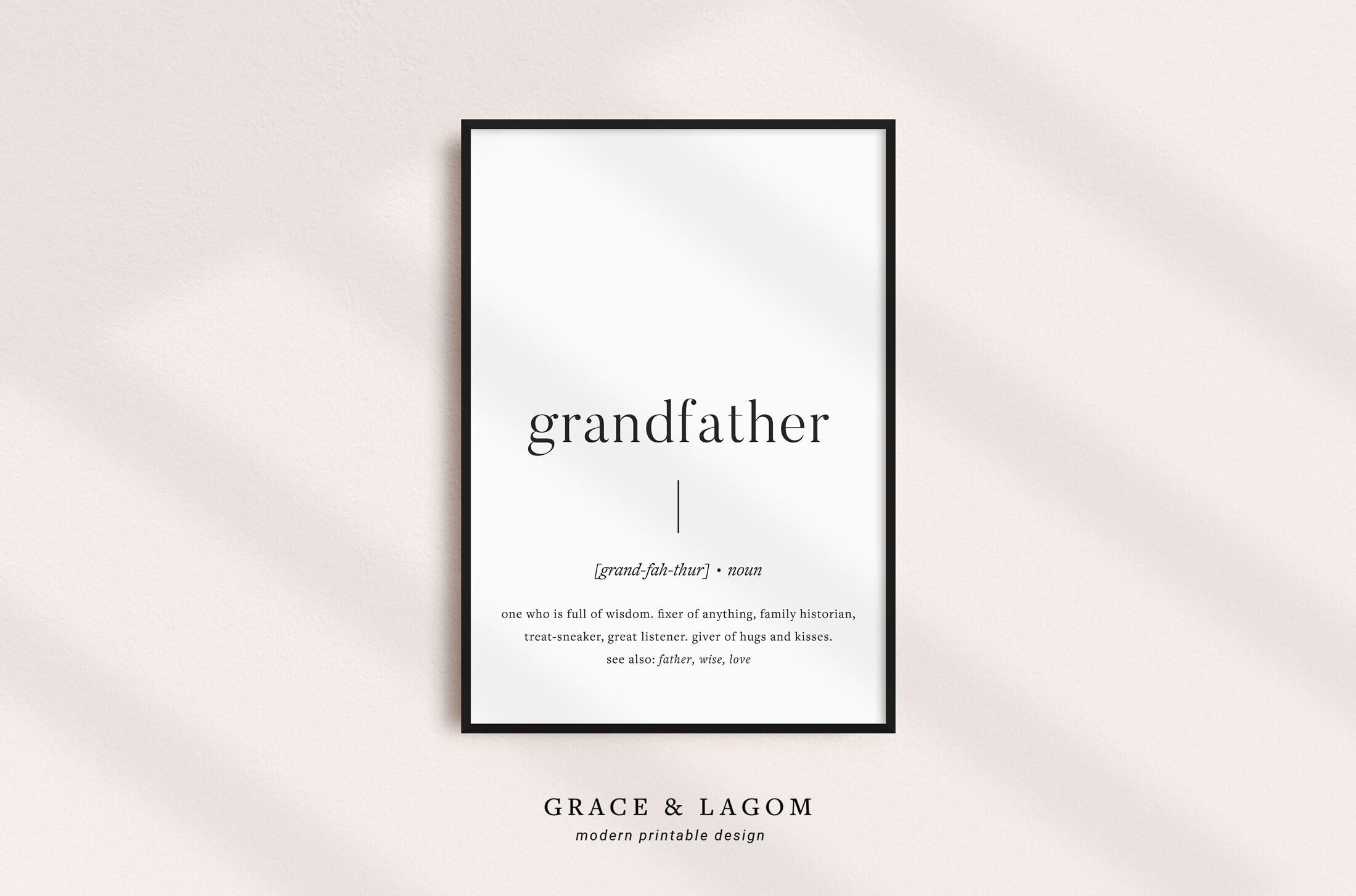Grandfather Definition | Printable Wall Art | Fathers Day Gift for ...