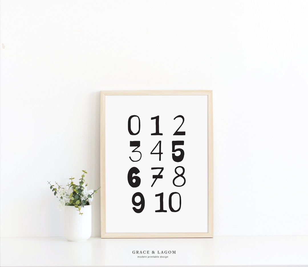 Numbers Poster Educational Print Download Black | Printable Wall Art - Etsy