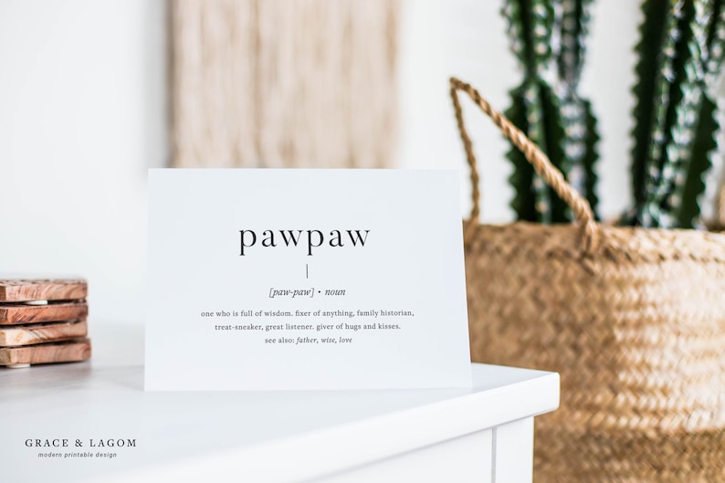 Pawpaw Definition Fathers Day Printable Card Printable Birthday Card - Etsy