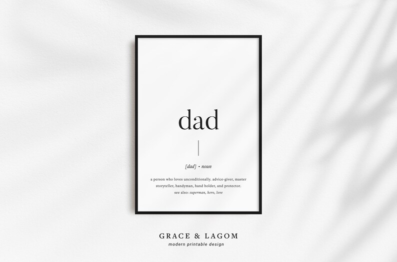 Dad Definition | Printable Wall Art | First Fathers Day Gift | Dad ...