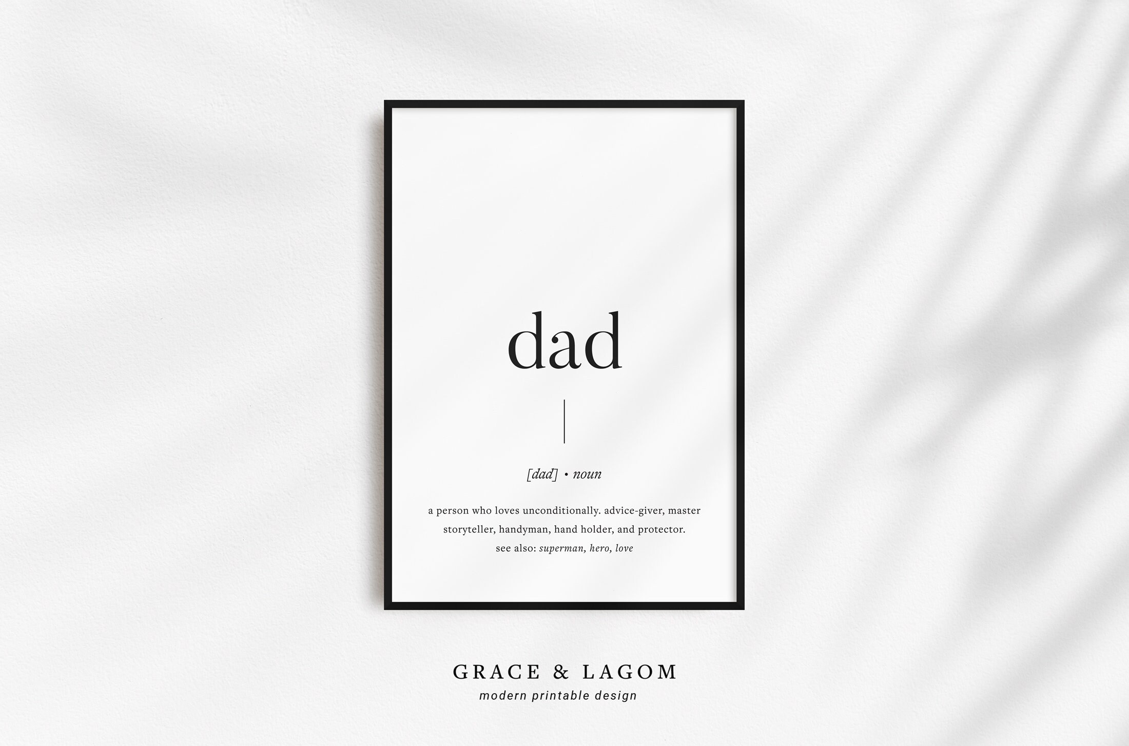 Dad Definition Printable Wall Art First Fathers Day Gift Dad Birthday ...