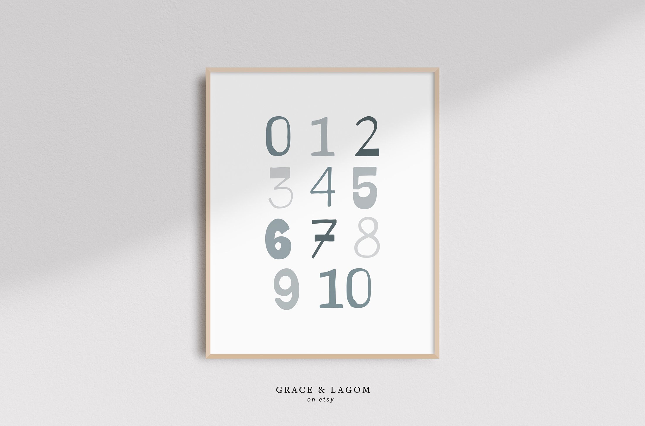 Numbers Poster Educational Print Download Cool Tones Blue Printable ...