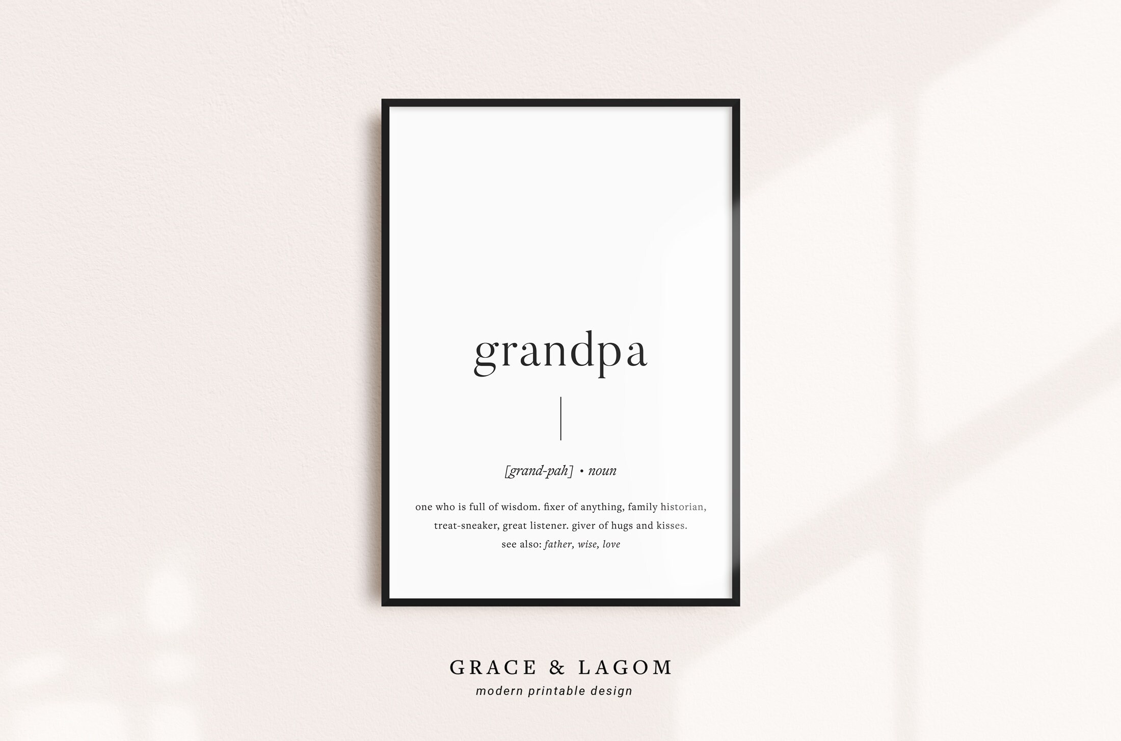Grandpa Definition Printable Wall Art Fathers Day Gift for Grandpa ...