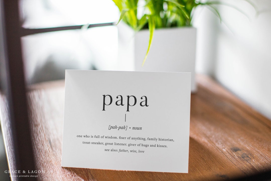 Papa Definition | Fathers Day Printable Card | Printable Birthday Card ...