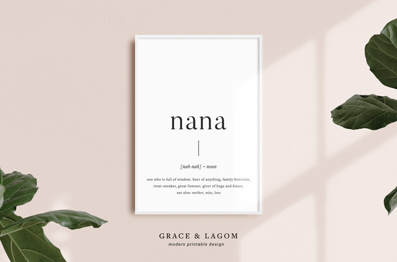 Nana Definition Print | Printable Wall Art - Etsy