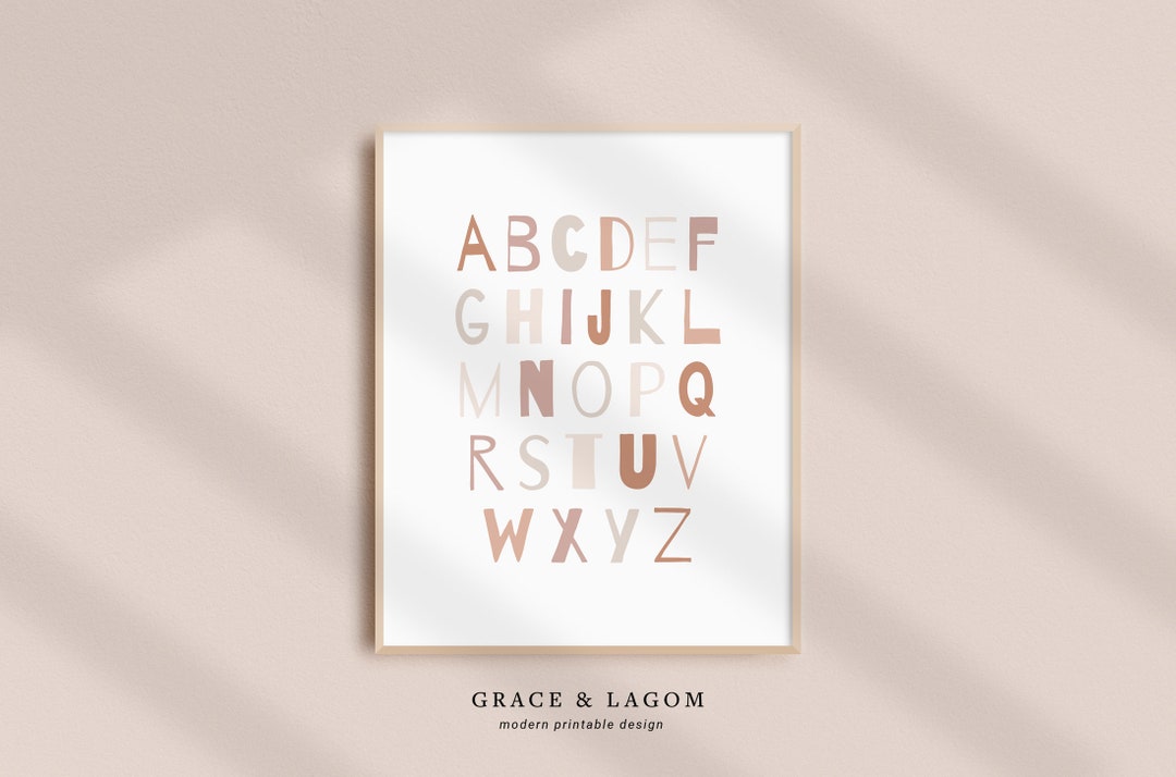 Alphabet Poster Educational Print Download Neutrals Pinks Printable ...