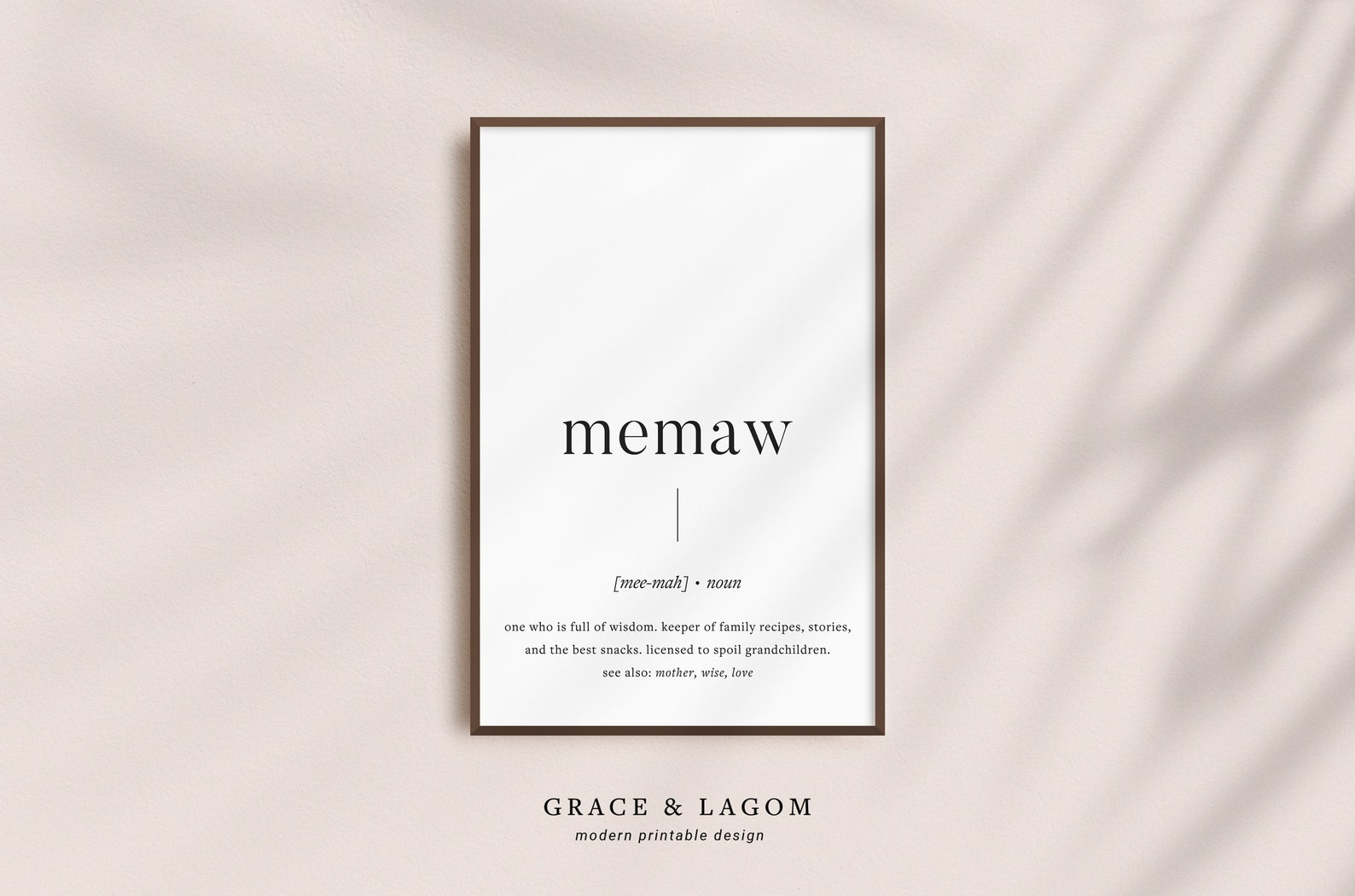 Memaw Definition Print Printable Wall Art - Etsy