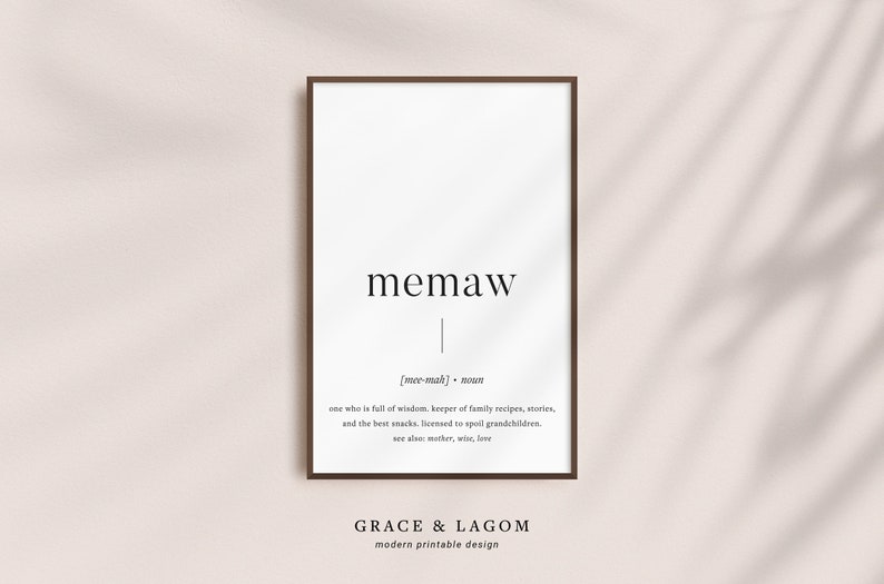 Memaw Definition Print Printable Wall Art - Etsy