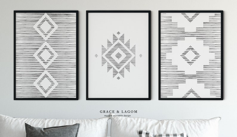 Aztec Gallery Wall Set | Southwestern Decor | Printable Set of 3 Wall ...