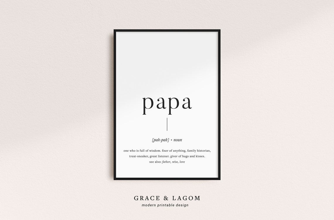 Papa Definition Printable Wall Art Fathers Day Gift for - Etsy