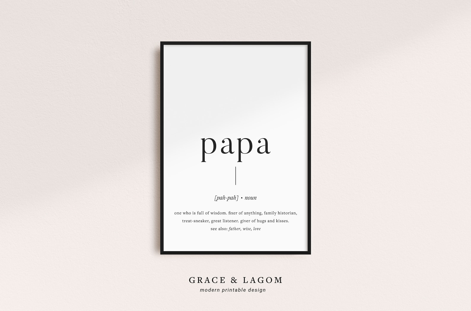 Papa Definition Printable Wall Art Fathers Day Gift for Grandpa Grandpa ...