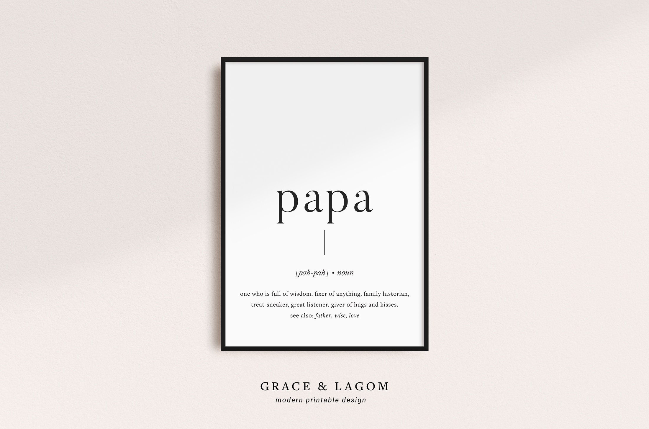 Papa Definition Printable Wall Art Fathers Day Gift for Grandpa Grandpa ...