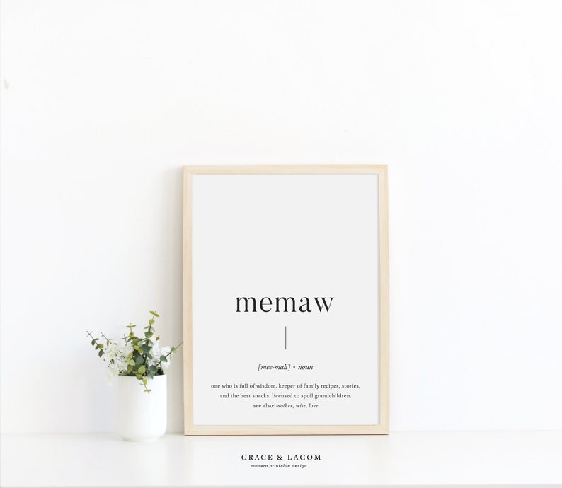 Memaw Definition Print Printable Wall Art - Etsy