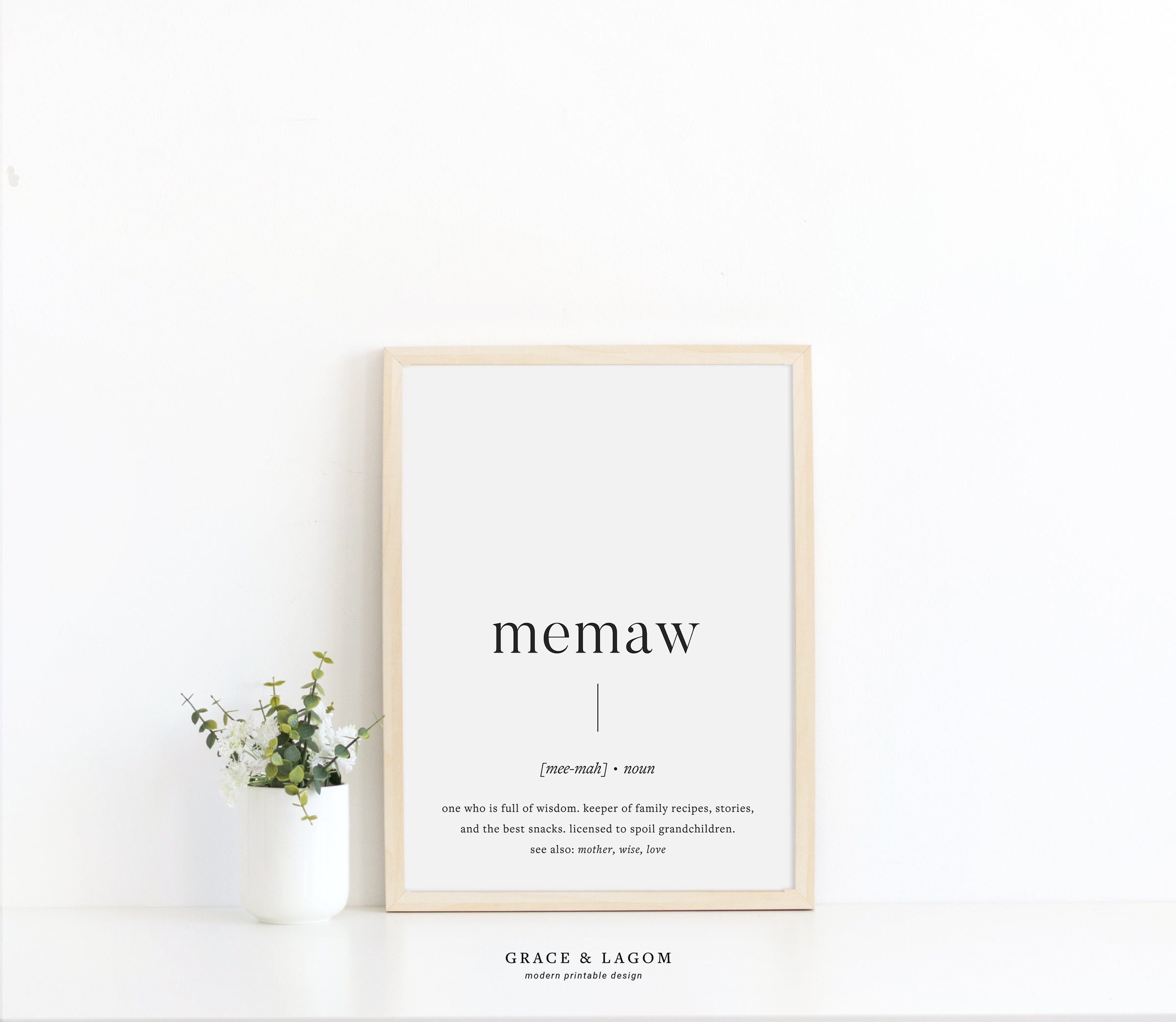 Memaw Definition Print Printable Wall Art - Etsy