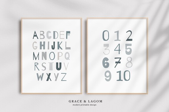 Alphabet and Numbers Poster Educational Print Download Cool - Etsy