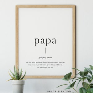 Papa Definition | Printable Wall Art | Fathers Day Gift for Grandpa ...