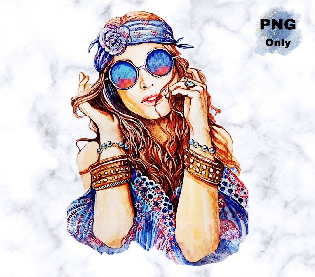 Hippie Girl PNG| Sublimation Designs|retro PNG | Hippie Png| Boho ...