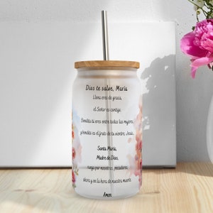 Dios Te Salve, Maria 16oz Libbey Glass Can Tumbler Sublimation Design ...