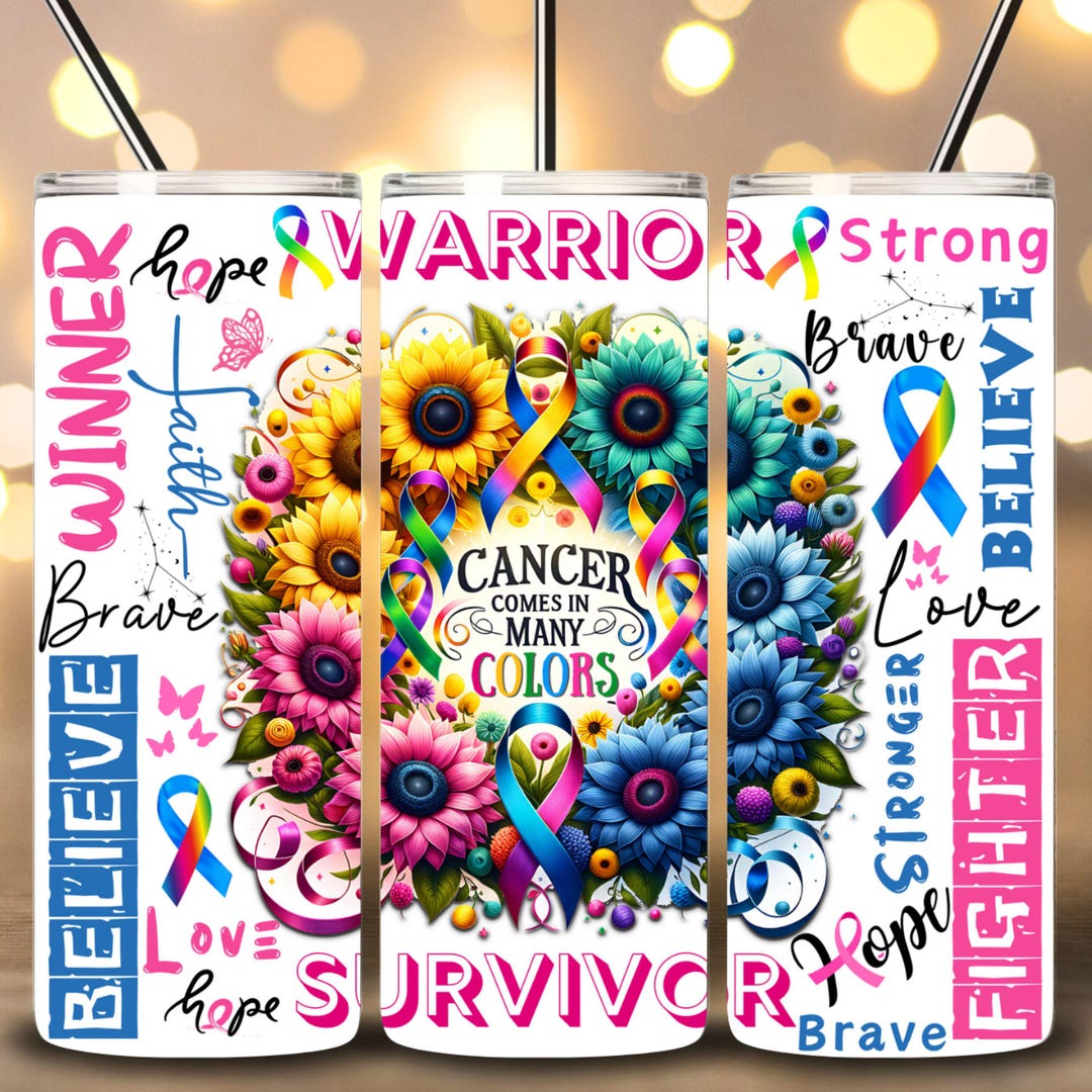 Cancer Awareness Ribbon Motivational for 20oz Skinny Tumbler ...