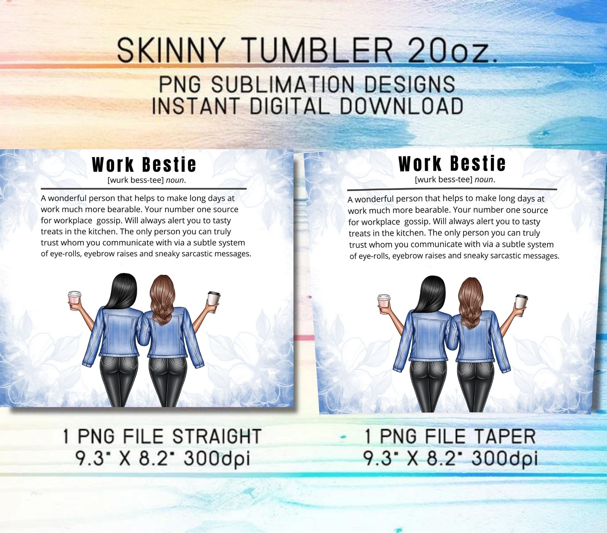Work Bestie Definition Sublimation Design Wraps for 20 Oz. Skinny ...