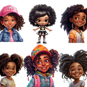 10 PNG Happy Little Black Girls Bundle, Little Black Girl PNG Clipart ...