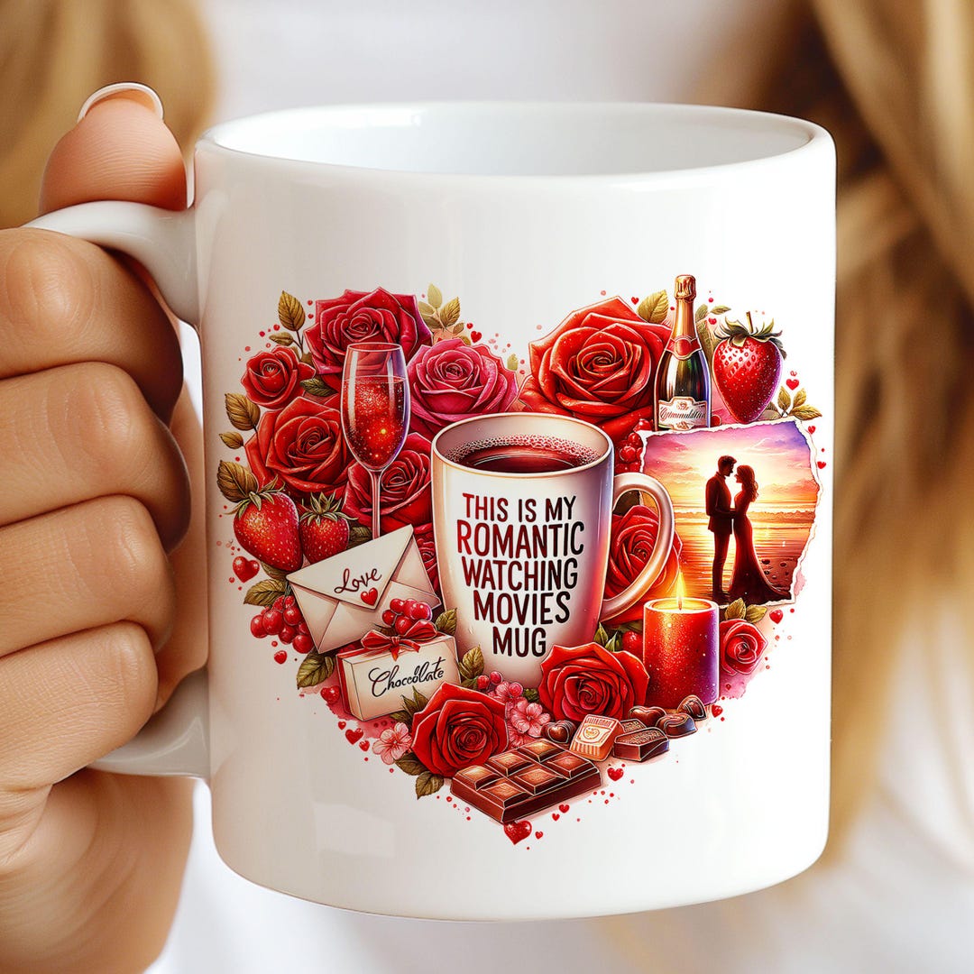 This is My Romantic Watching Movies Mug Wrap, 11oz & 15oz Couples Mug ...