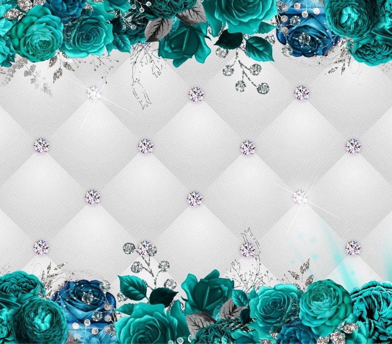 Luxury Turquoise Roses 20oz Skinny Tumbler Sublimation Design - Etsy