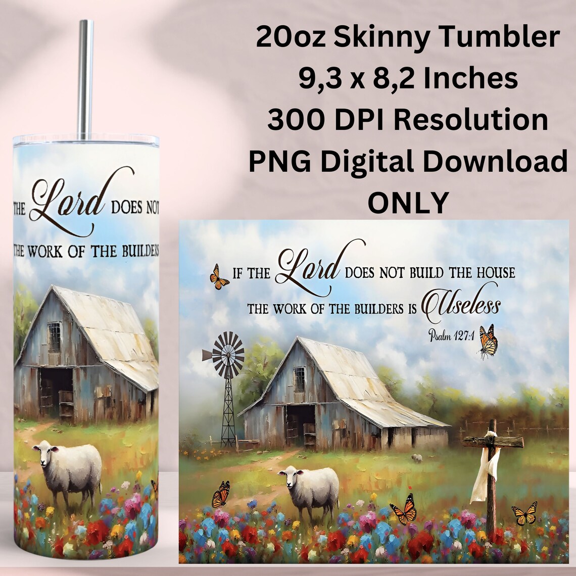 If the Lord Does Not Build the House Psalm 127:1, 20oz Skinny Tumbler ...