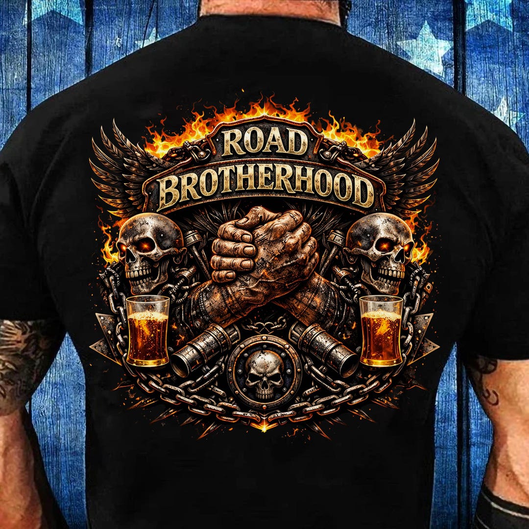 Road Brotherhood Skull PNG, Biker Shirt Design, Motorcycle Brotherhood ...